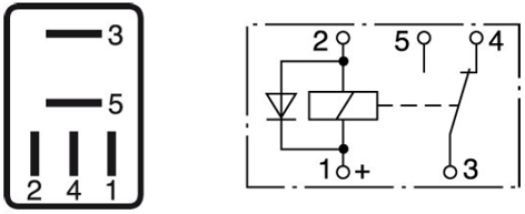 Mikrorelä, 12V, 20A/10A, växlande, diod